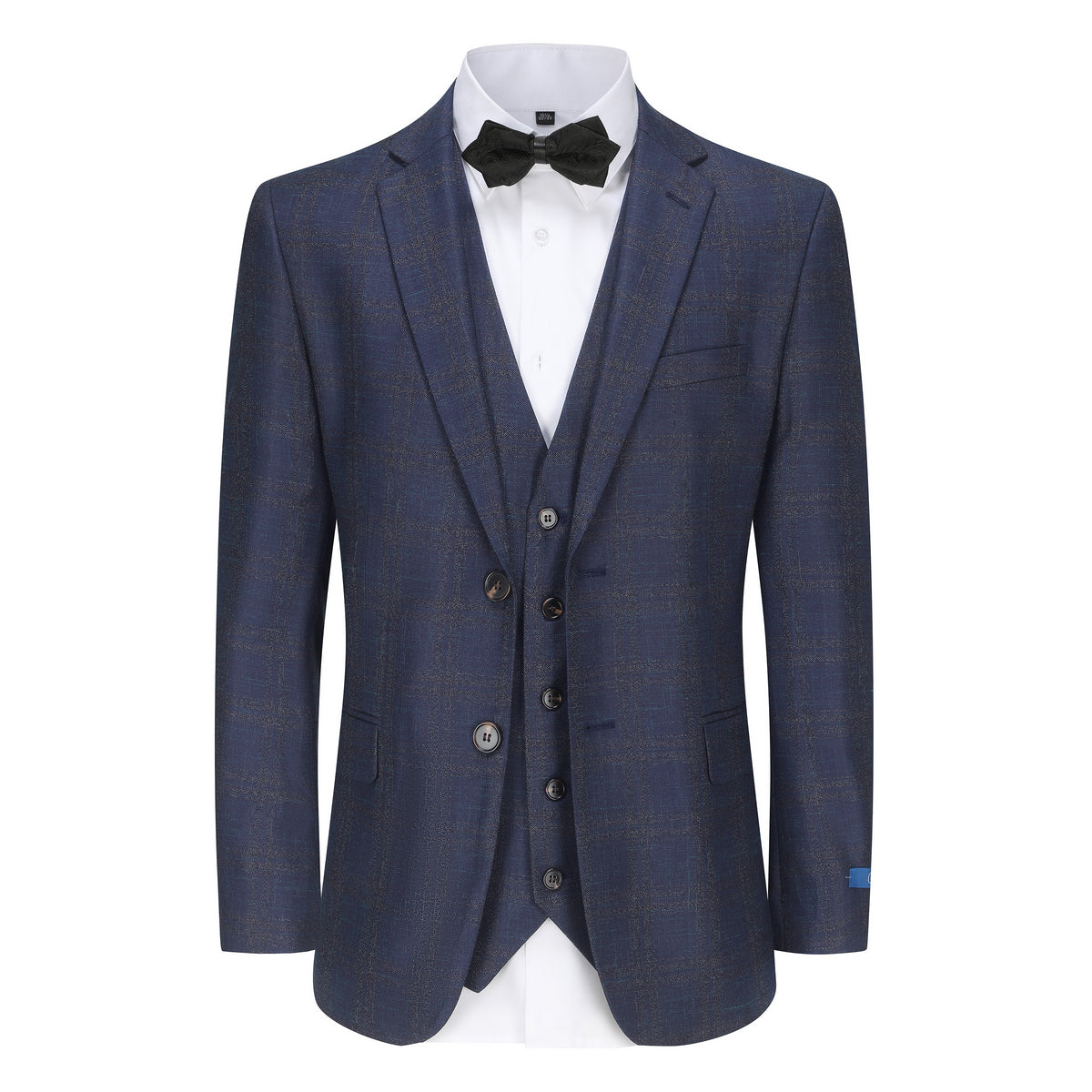 Gino Vitale 3-Piece Slim Fit Stretch Plaid Suit